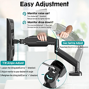 MOUNT PRO Dual Monitor Mount Fits 13 to 32 Inch Computer Screen, Height Adjustable Monitor Stand for 2 Monitors, Gas Spring Monitor Arm Holds up to 17. 6lbs Each, Monitor Desk VESA Mount, Black