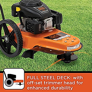 BLACK+DECKER 25A-26KF736 4-Cycle Gas Powered 22-Inch Walk-Behind High-Wheeled String Trimmer with 173cc Kohler Engine, Black and Orange
