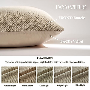 DOMVITUS 18x18 Pillow Cover Boucle Pillow Covers Set of 2 Decorative Pillows for Couch Luxury Neutral Throw Pillow Covers Bed Sofa Pillows for Living Room Soft Accent Pillows, Frosting Cream