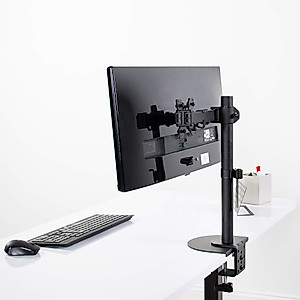 VIVO Steel Reinforcement Bracket Mount Plate for Thin, Glass, and Other Fragile Table Tops, Clamp Compatible with Most Monitor Stand C-Clamp Installations, Black, STAND-AC01R