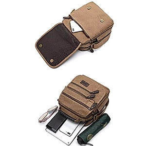 Sunsomen Mens bag Canvas Shoulder Bag Small Messenger Crossbody Bag Work Bag Vintage Multi-function (White)