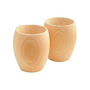 Japanese Traditional Wooden Sake Cups, Set of 2, Handmade in Japan, Made of Hinoki Japanese Cypress