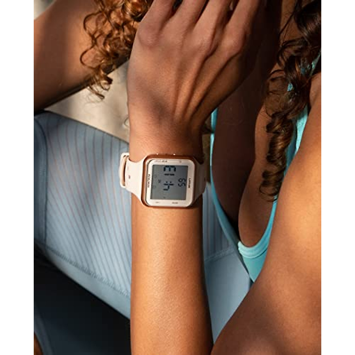 Armitron Sport Unisex 40/8417PBH Digital Chronograph Rose Gold-Tone and Blush Pink Perforated Silicone Strap Watch