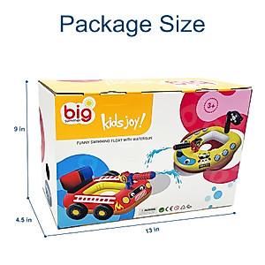 2 Pack Inflatable Kids Pool Floats with Water Gun, Pool Toys for Kids Ages 4-8, Blow Up Pool Floats Kids, Toddlers Swimming Pool Game Toys, Firetruck and Pirate Ship Floaties for Boys Girls and Child