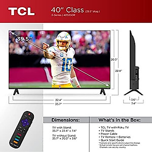 TCL 40-Inch Class S3 1080p LED Smart TV with Roku TV (40S350R, 2023 Model), Compatible with Alexa, Google Assistant, and Apple HomeKit Compatibility, Streaming FHD Television,Black