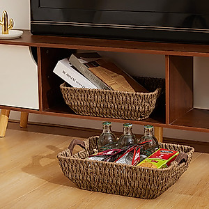 FairyHaus Handmade Wicker Storage Basket 5Pack, Recyclable & Renewable Paper Rope Small Wicker Baskets for Storage, Brown