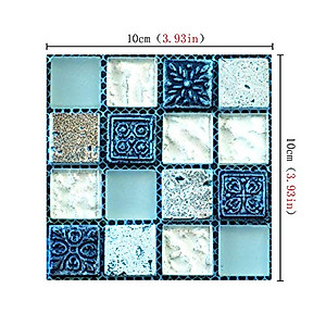 60 PCS Mosaic Wall Tile Stickers, DIY Self Adhesive Waterproof Sticky Wallpaper, Kitchen Bathroom Tile Wall Art Decals Home Decoration 10 x 10 cm (008)