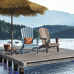 EFURDEN Adirondack Chair, Oversize and Weather Resistant Poly Lumber Chair with Cup Holder for Patio, Lawn and Garden, Brown