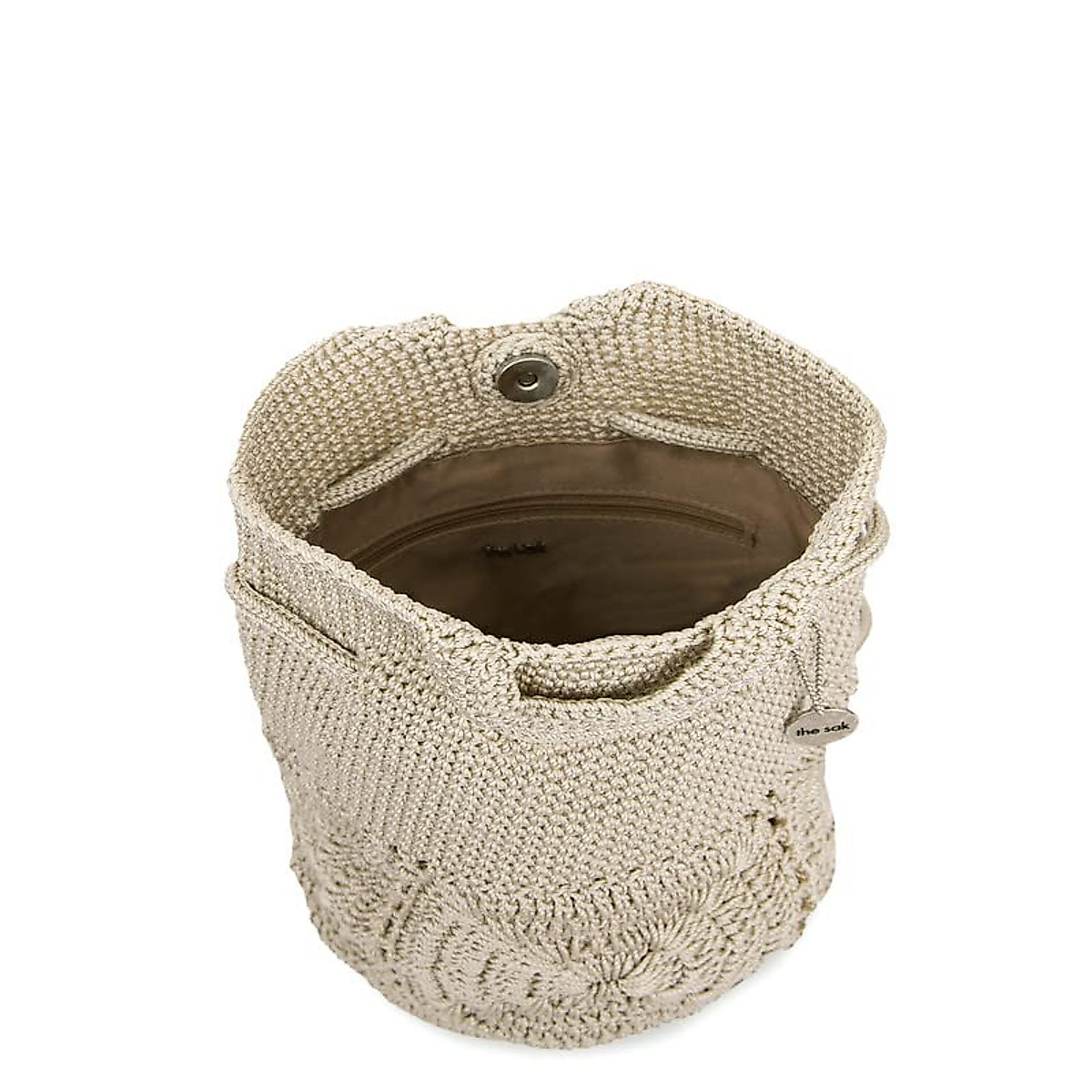 The Sak Dylan Backpack in Crochet, Dual Shoulder Straps, Natural Patch