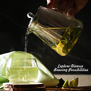 Generic Glass Teapot with Removable Stainless Steel Infuser (32oz / 950ml) - High Borosilicate, Stovetop & Microwave Safe, Heat-Resistant Tea Kettle - Blooming & Loose Leaf Tea, Clear