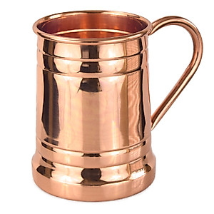 PURE COPPER BEER MUG – Unique Tankard Look - Handmade 100% Pure Copper Beer Stein - Solid Copper,No Lining - Polished Copper Inside & Out - 18 oz – Ice Cold Beer, Moscow Mules, & Recipes E-book