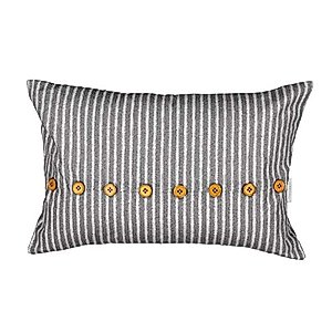 Waverly Stencil Vine Modern Striped Rectangular Decorative Throw Pillow, 14" x 22", Charcoal