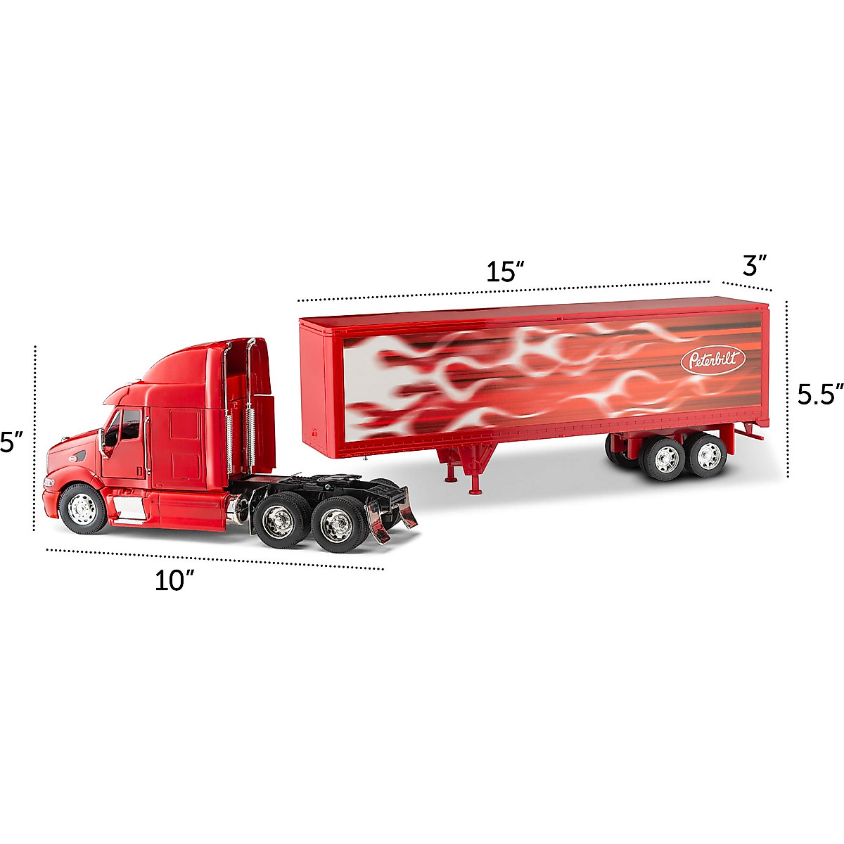 Wheel Master Peterbilt Tractor Trailer 387 Play Toy Truck Vehicle for Kids 1/32 Die Cast Scale,Designed, with Functions, Pre Built Semi, Realistic Look and Openable Doors Great Gift for Children