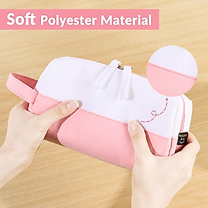 Sooez Big Capacity Pencil Case, Cute Two-Tone Pencil Pouch Aesthetic, Large Capacity Pen Bag with 4 Compartments, Soft Pencil Case Organizer with Zipper & Handle, Pencil Holder Pouch for Teen Girls