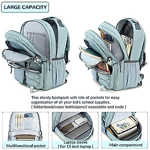 Lohol Water Resistant Daypack with Mulitiple Pockets for Travel Outdoor College, 15.6 inch Laptop Backpack for Men and Women (Grey Blue