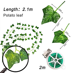 24 Strands Artificial Ivy Fake Ivy Vine Ivy Garland Leaves Garland Hanging Plant with 100 Pack of Cable Ties for Weeding Party Garden Home Wall Decoration