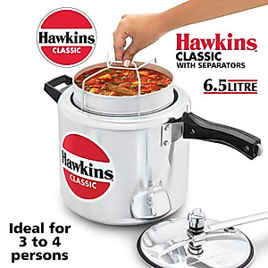 Hawkins Pressure cooker, 6.5 L WITH SEPERATOR, Silver