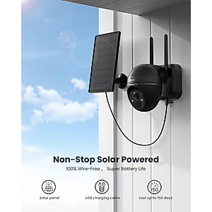 ieGeek Security Cameras Wireless Outdoor, 2K Solar Security Camera System 360° PTZ with Spotlight & Siren, 2.4Ghz Outdoor Security Cameras,Color Night Vision, Work with Alexa, PIR, 2-Way Talk, IP65