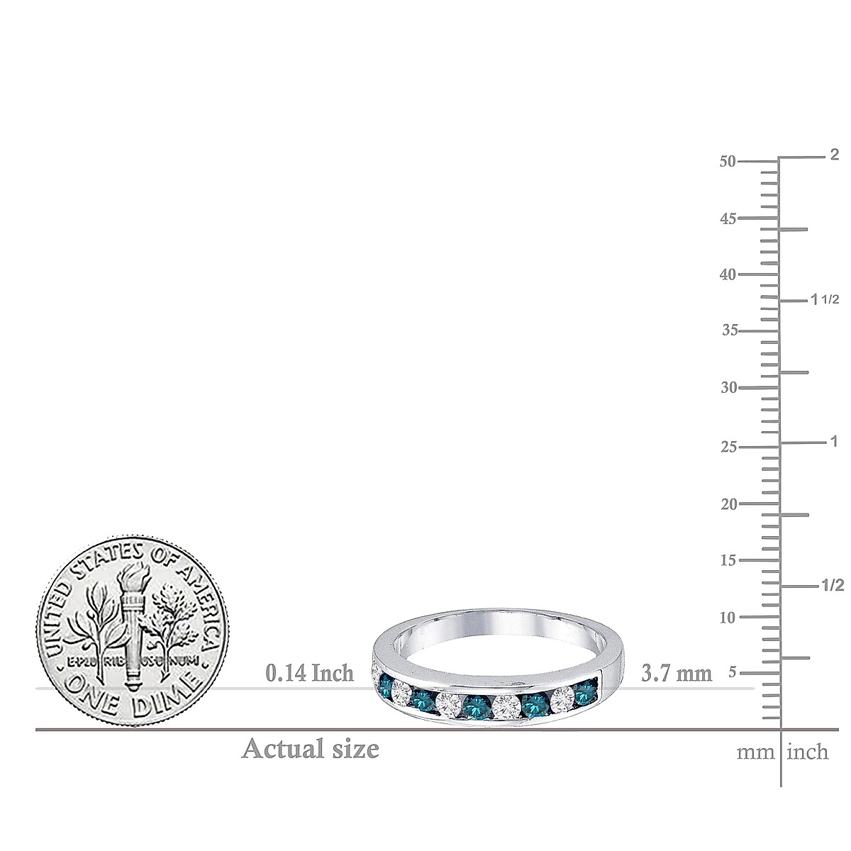 Dazzlingrock Collection 0.25 Carat (ctw) 10K Round Blue & White Diamond Ladies Anniversary Ring Stackable Band 1/4 CT, White Gold