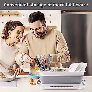 ZOUYO Collapsible Drying Dish Rack and Drainerboard Set Portable Dish Drainers Organizer Storage Rack for for Kitchen Counter RV Travel Trailer Camper Accessories