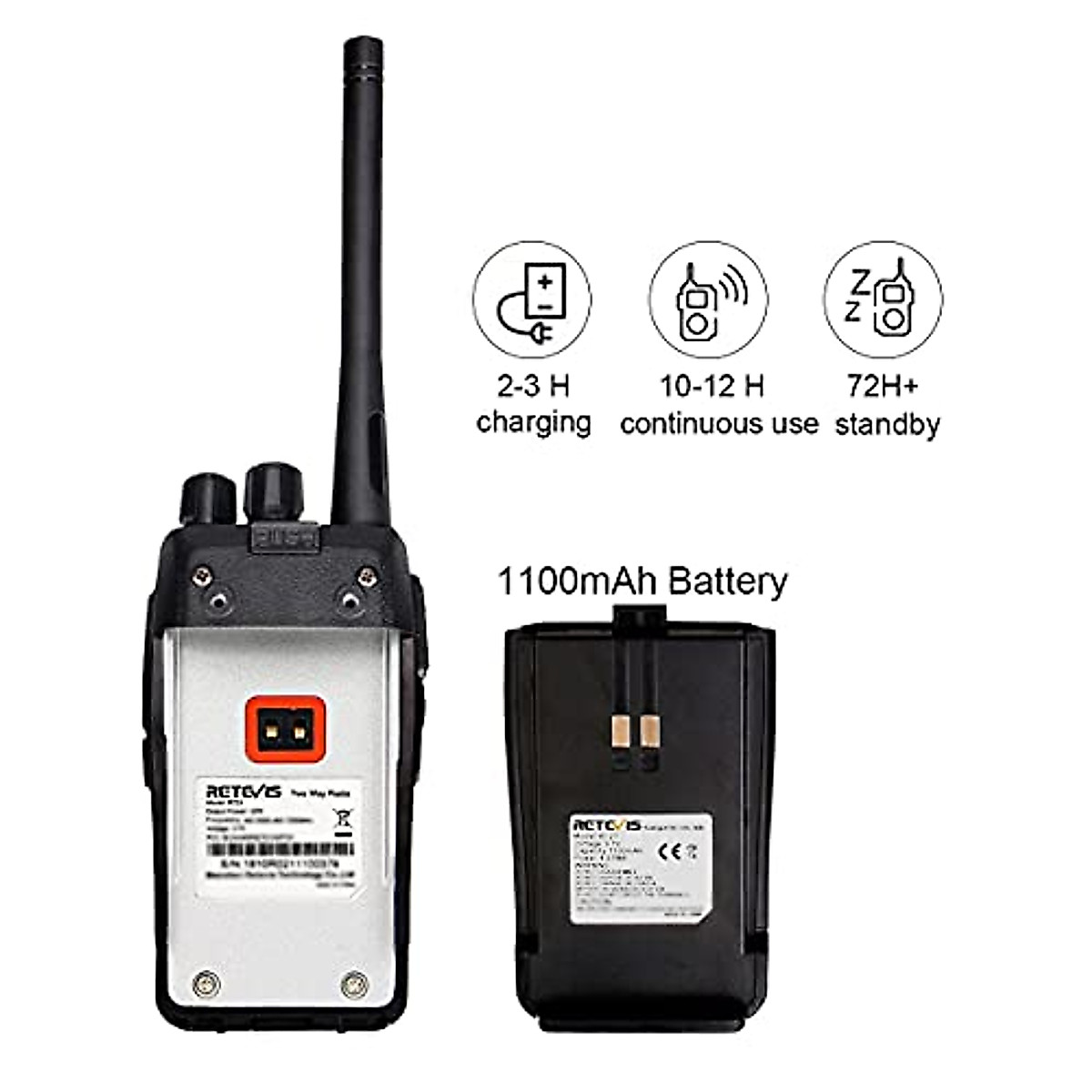 Retevis RT21 2 Way Radio Long Range, Walkie Talkies for Adults, Heavy Duty Rechargeable Two Way Radios with Six-Way Charger, for Manufacturing Education Government(6 Pack)