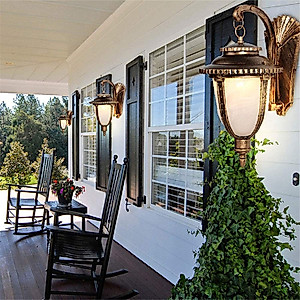 LJYT Retro Exterior Wall lamp Aluminum and Glass lampshade Waterproof Outdoor Wall lamp Staircase gate Entrance Garden Hanging E27 Wall lamp Home Decoration