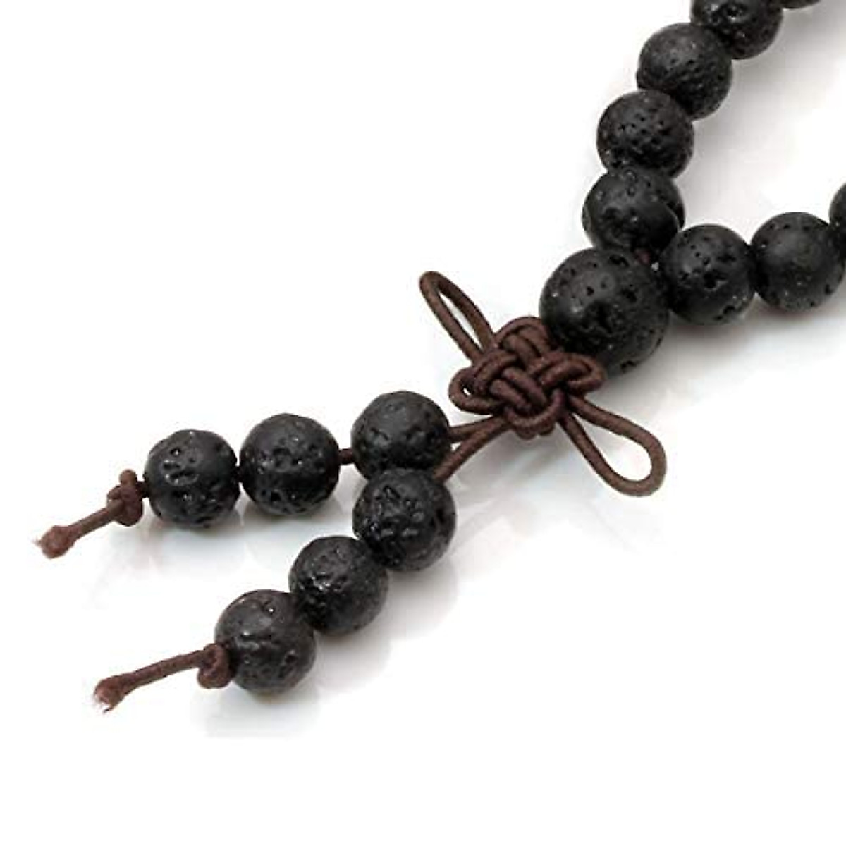 Eigso 8 mm Lava Rocks Stone Beads Wristband for Women Men 108 Malas Beaded Tibetan Healing Necklace Bracelet for Woman Man