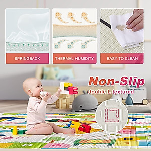 Mergren Extra Large Baby Play Mat 79" x 71"x 0.4": Reversible, Double-Sided Crawling Foam Mat for Infants and Toddlers - BPA-Free, Non-Toxic, Anti-Slip,Portable Folding - Indoor and Outdoor Use