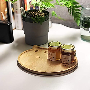 JB Home Collection 4572, Natural Bamboo Cat Serving Tray for Snacks Appetizer Fruit Vegetable | Food Platter | Picnic Kitchen Party | Eco-Friendly Plates