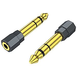 2 Pack 6.35mm 1/4 Male to 3.5mm 1/8 Female Stereo Headphone Adapter Audio Jack Plug Gold Plated for Speaker Headphone Guitar Digital Piano Amp Adapte (Grey)