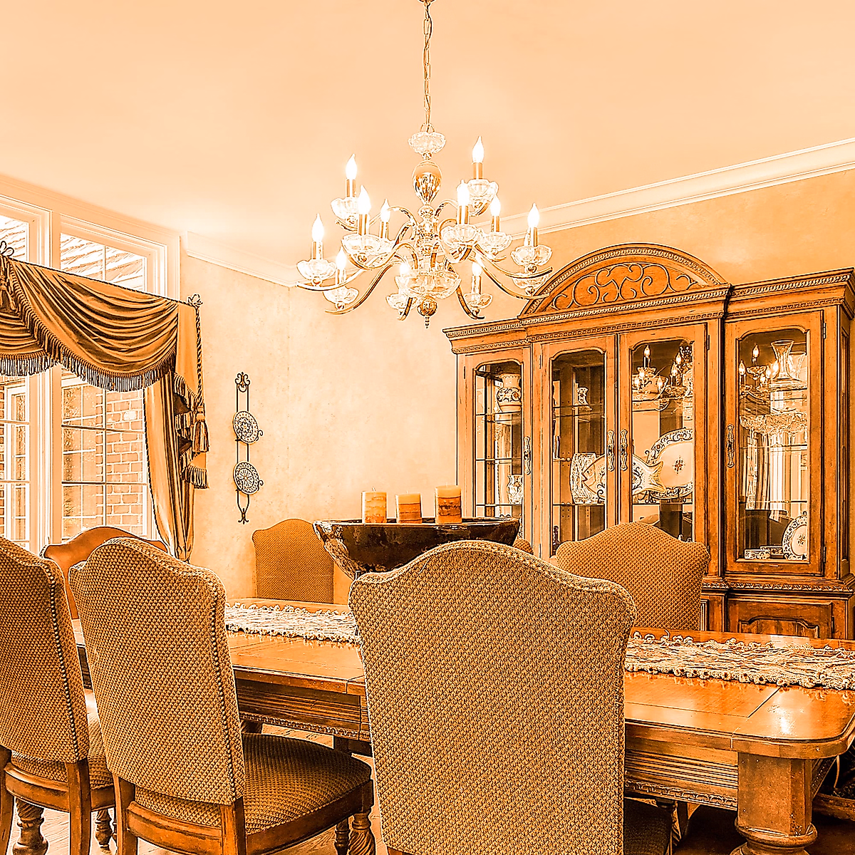 FANNIS 6 Pack C32 Replacement Flame Tip LED Bulb, 2W Equals 20W, Warm 2200K Filament Edison Bulb, E12 Base Vintage Amber Glass Candle Light Bulb for Pendant Chandelier Ceiling Fan Candelabra Light