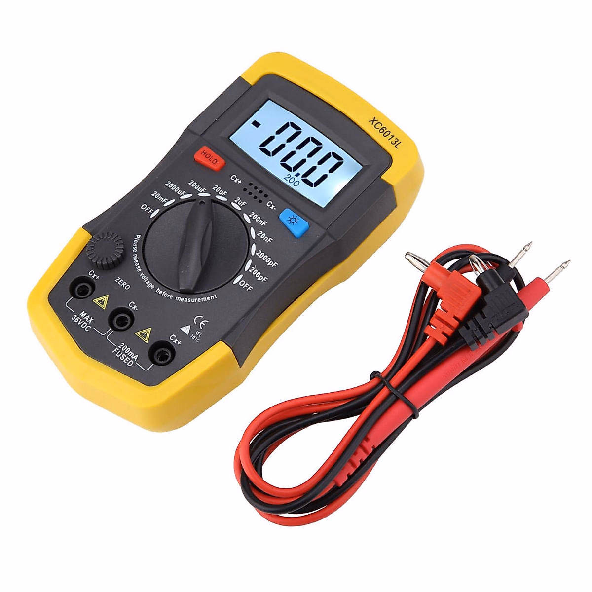 Portable Capacitance Meter,0.1pF - 20000uF Digital Capacitor Tester,with LCD Display and 2 Electroprobe,High Accurate and Low Power Consumption