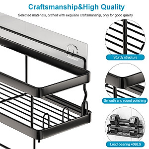 ZTDT Shower Caddy Shelf Organizer Rack Adhesive Shower Organizer Wall Mounted Storage Shower Basket Bathroom Shower Organizers Shower Shelf for Inside Shower with Soap Caddy Toothbrush Holde。