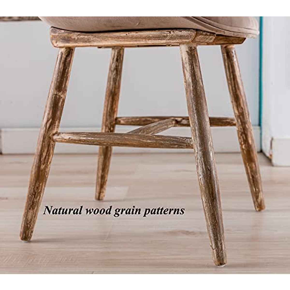 DUOMAY Velvet Dining Room Chair, Modern Farmhouse Side Chair Makeup Vanity Chair with Back for Kitchen Dining Room Living Room, Wood Base, Grey