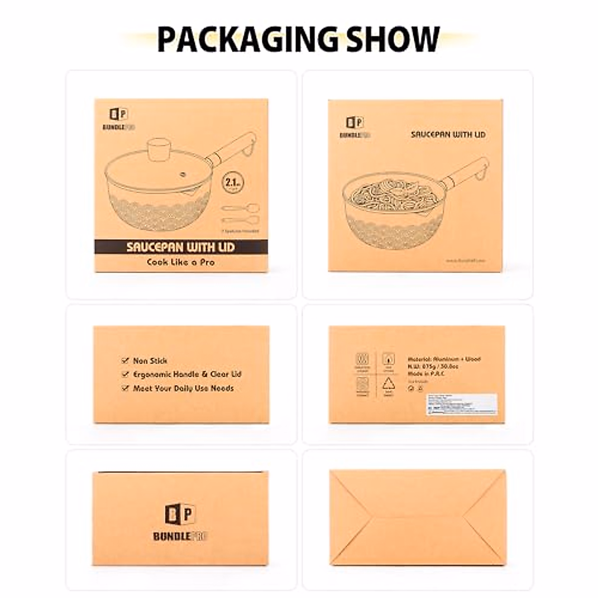 Sauce pan with Lid, 2.1 Quart Nonstick Small Pot, Induction Compatible Aluminum Cooking Pot with Silicone Spatula for Milk, Soup, Pasta, Egg, Rice (BLUE)