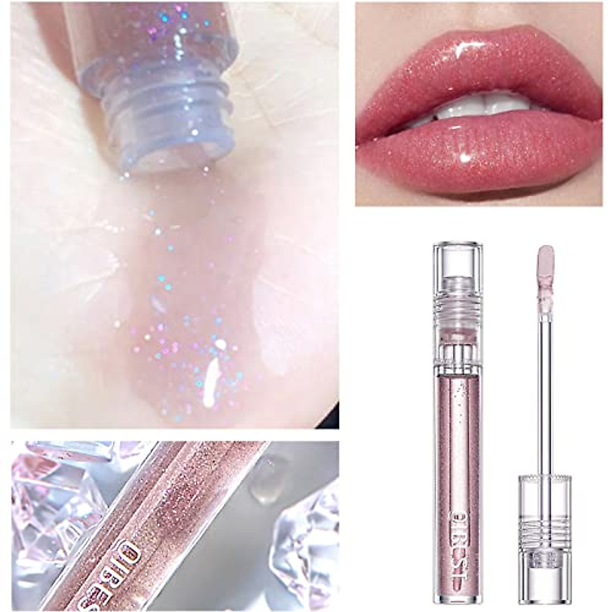 Rosarden Shimmer Hydrating Lip Gloss - Moisturizing Glossy Lip Gloss - Lip Plumping Gloss - Plumping Lip Oil- Non Sticky Lip Gloss - Waterproof & Long Lasting Lip Gloss - Pink Lip Gloss for Women