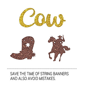 Little Cowboy Banner Gold Gliiter Western Cowboy One 1st Birthday Banner for Little Boy Gender Reveal Welcome Baby Boy Birthday Party Decorations