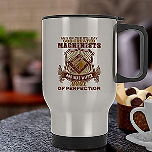 God Created Machinist Travel Mug, Steel Coffee Mug (Silver Mug)