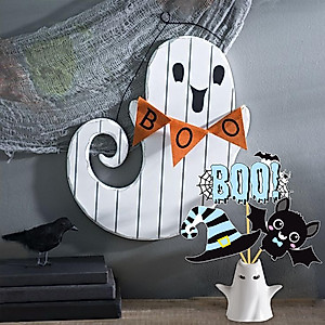 Halloween A Baby is Brewing Decorations Halloween Baby Shower Centerpiece Sticks 20Pcs A Little Boo Baby Shower Table Topper Decorations for Blue Halloween Pregnancy Party Decor