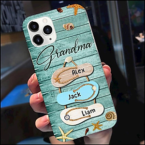 Summer Flip flop Grandkids Personalized Phone case for Grandmas Moms Aunties Multicolor