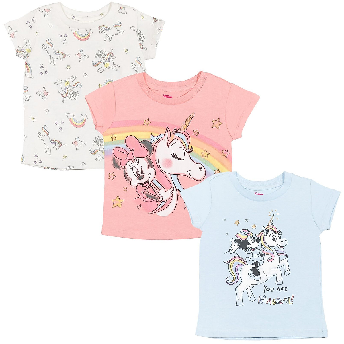 Disney Minnie Mouse Toddler Girls 3 Pack T-Shirts Pink/White/Blue 5T