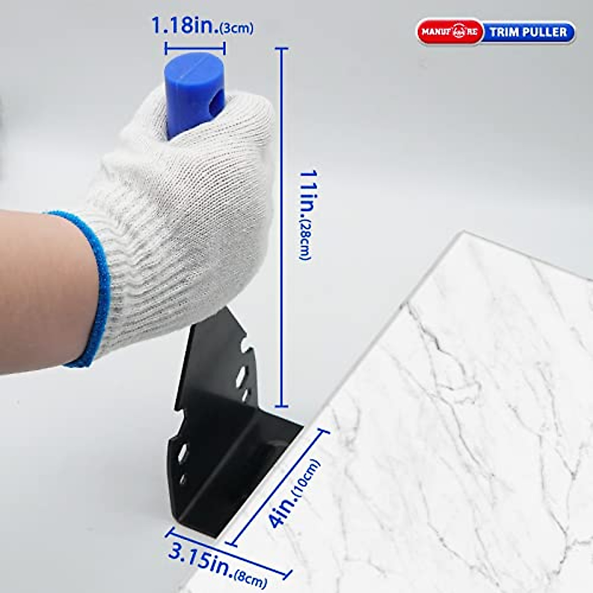 MANUFORE Trim Puller Pry Bar with Silicone handle and 1050 steel Multi-Tool Heavy Duty Tile Removal Tool for Removing Wood Floor, Baseboard, door casings, Tiles, Nail Pulling