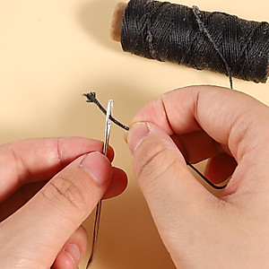 55Yards Waxed Thread with 7 Pcs Leather Needles for Hand Sewing 150D Flat Sewing Waxed Thread Leather Repair Needles for Sewing Upholstery Leather Canvas Bags Sofa Furniture