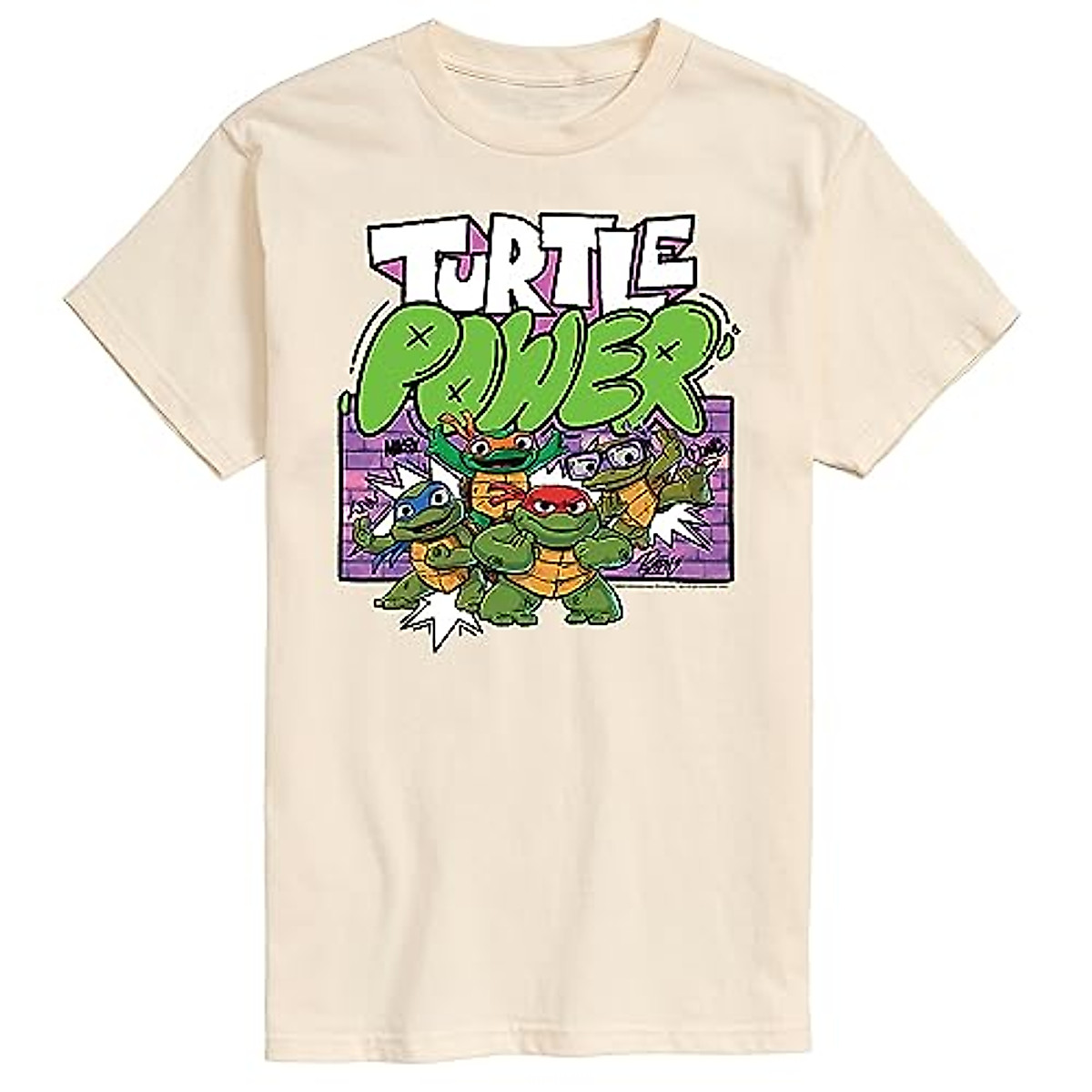 HYBRID APPAREL - Teenage Mutant Ninja Turtles Mutant Mayhem - Turtle Power - Men's Short Sleeve Tee - Size X-Large Cream