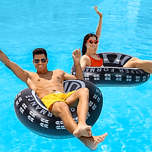 4 Pack 47 Inches Giant Inflatable Tire Tubes Tire Floats for Pool Inflatable Tire Float for Adults Race Car Birthday Party Supplies Swimming Rings River Raft Truck Race Car Themed Birthday Decorations