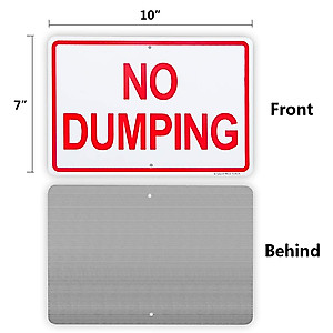 2 Pack No Dumping Sign, 10"x 7" .04" Aluminum Sign Rust Free Aluminum-UV Protected and Weatherproof