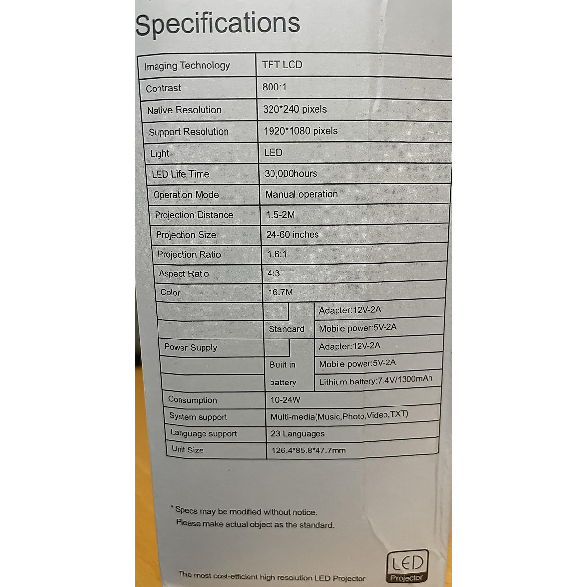 Mini Portable LED Projector (no wifi)