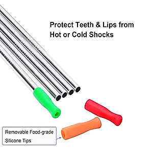 10 PCS Reusable Straw Tips, Silicone Straw Tips, Multi-Color Food Grade Straws Nozzles Tips Covers Fit for 1/3 Inch Wide(8MM Outer Diameter) Stainless Steel