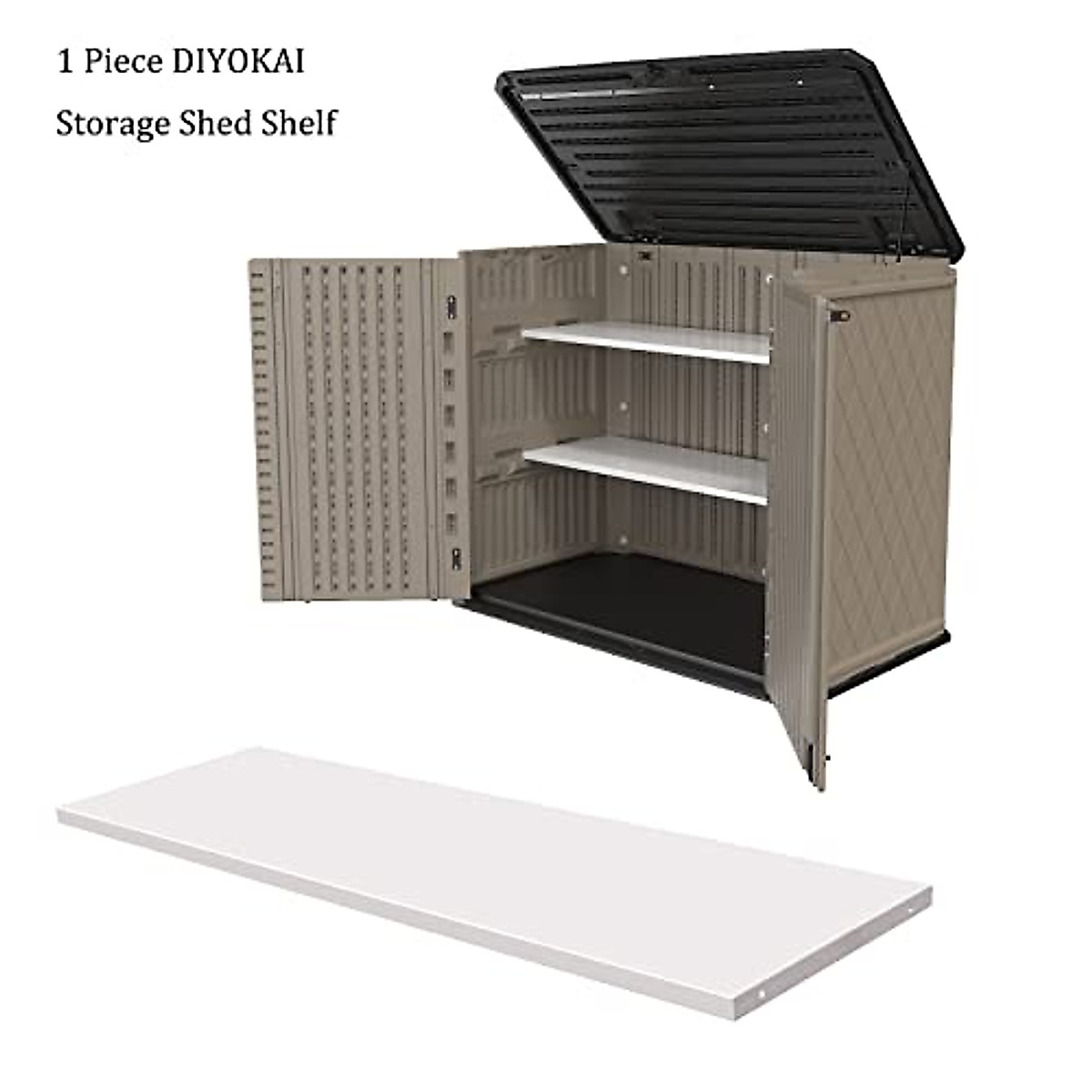 ADDOK DIYOKAI Metal Laminate Shelving for Storage Shed, 1 Piece Storage Shed Shelf to Hold 44 lbs, 46 in *13 in *1 in, Black