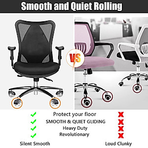 Office Chair Casters Wheels Replacement 2 Inch Heavy Duty Silent Rubber Chair Casters with Standard Stem 7/16″* 7/8″(11mm*22mm) Suitable for Hardwood Floors and Carpet,Set of 5-Universal fit